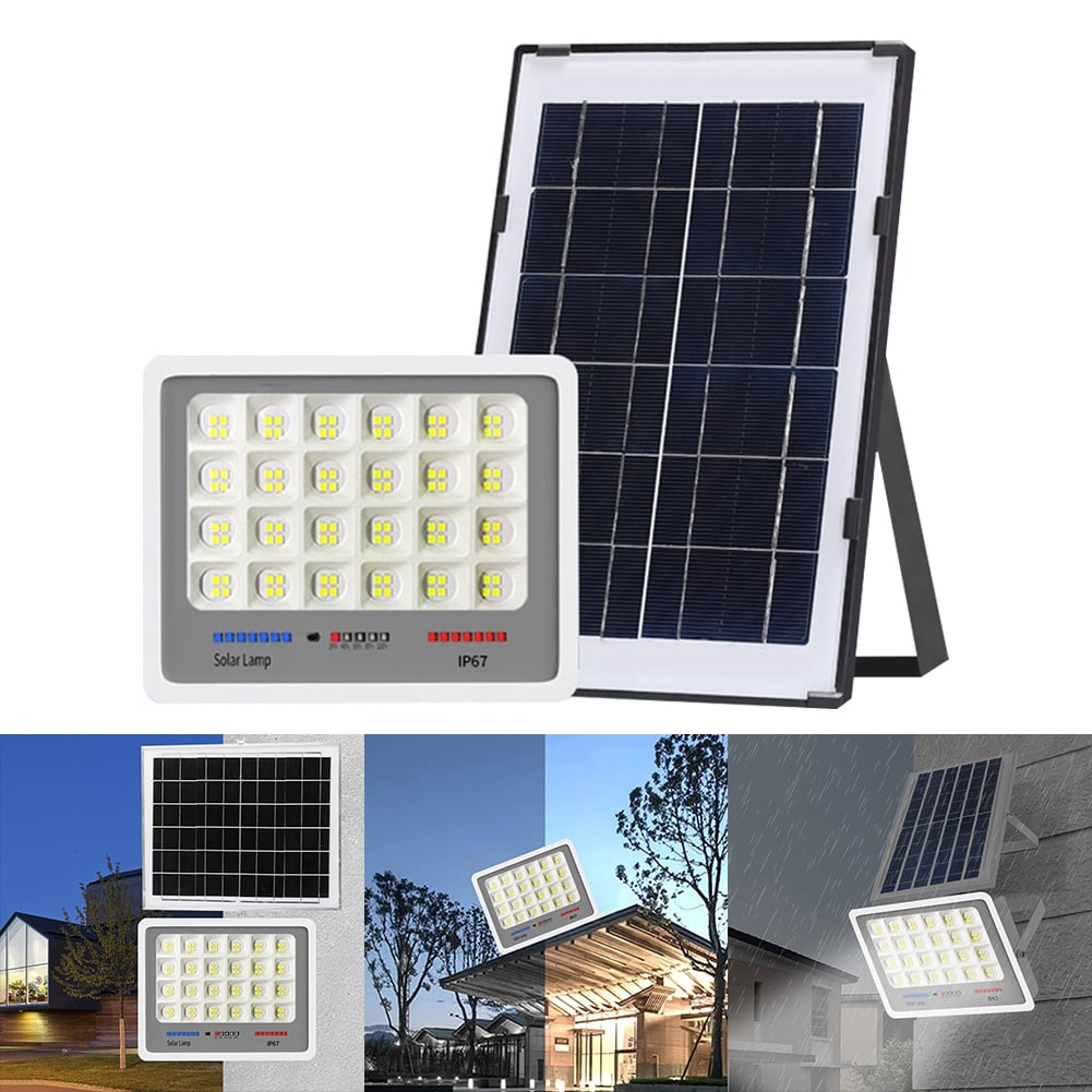 WeiDKF Solar Powered LED Flood Light Auto-On Timing for Garden ...