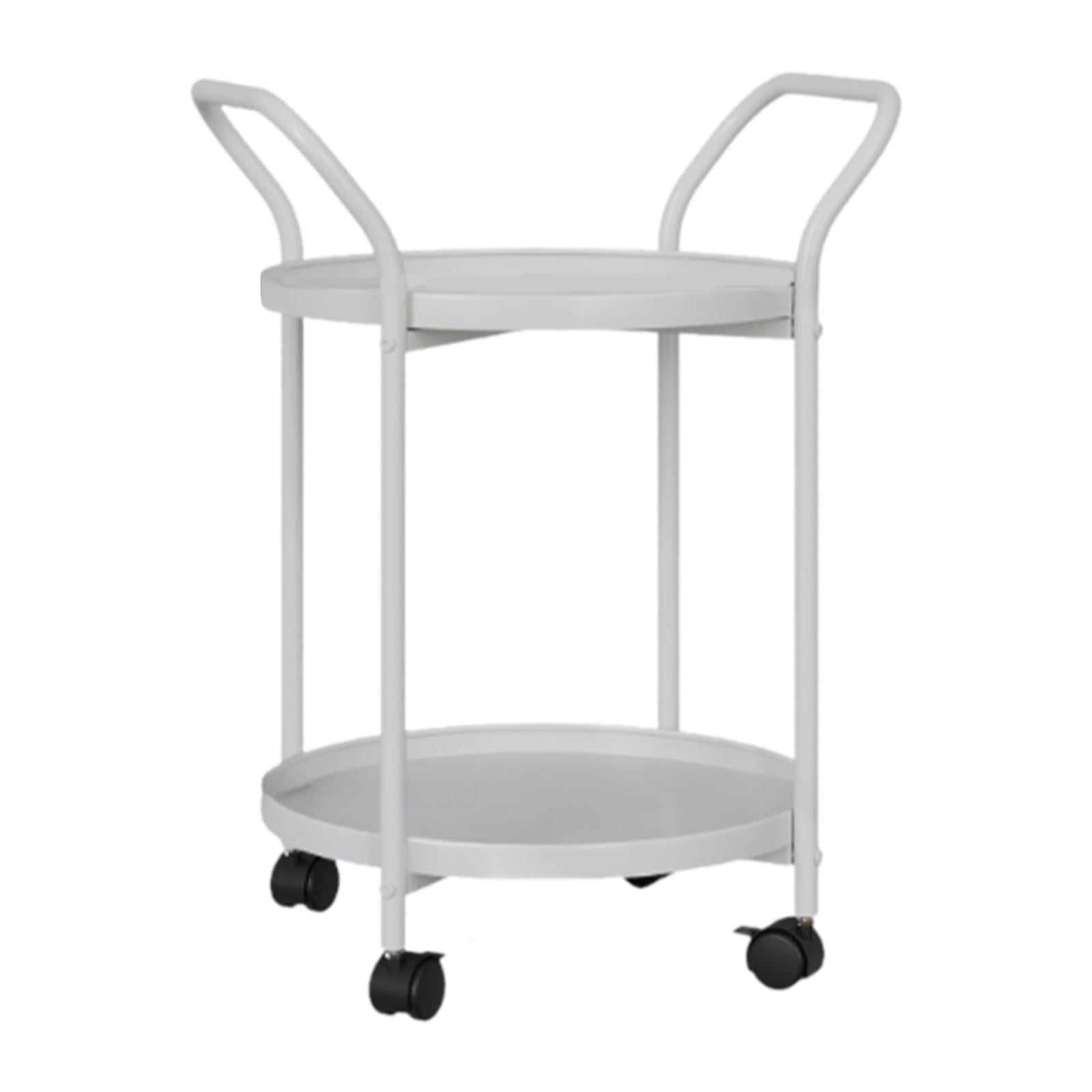 WeiLaiKeQi 2 Tier Round Side Table Metal 2 Tier Serving Trolley with ...