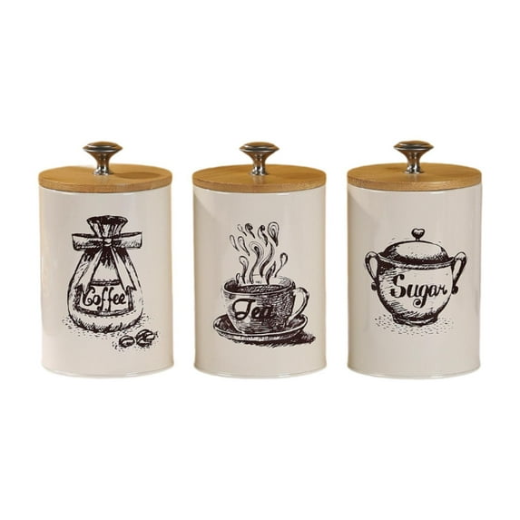 WeiLaiKeQi 3Pcs Kitchen Canisters Set Simple Decorative Coffee Tea ...
