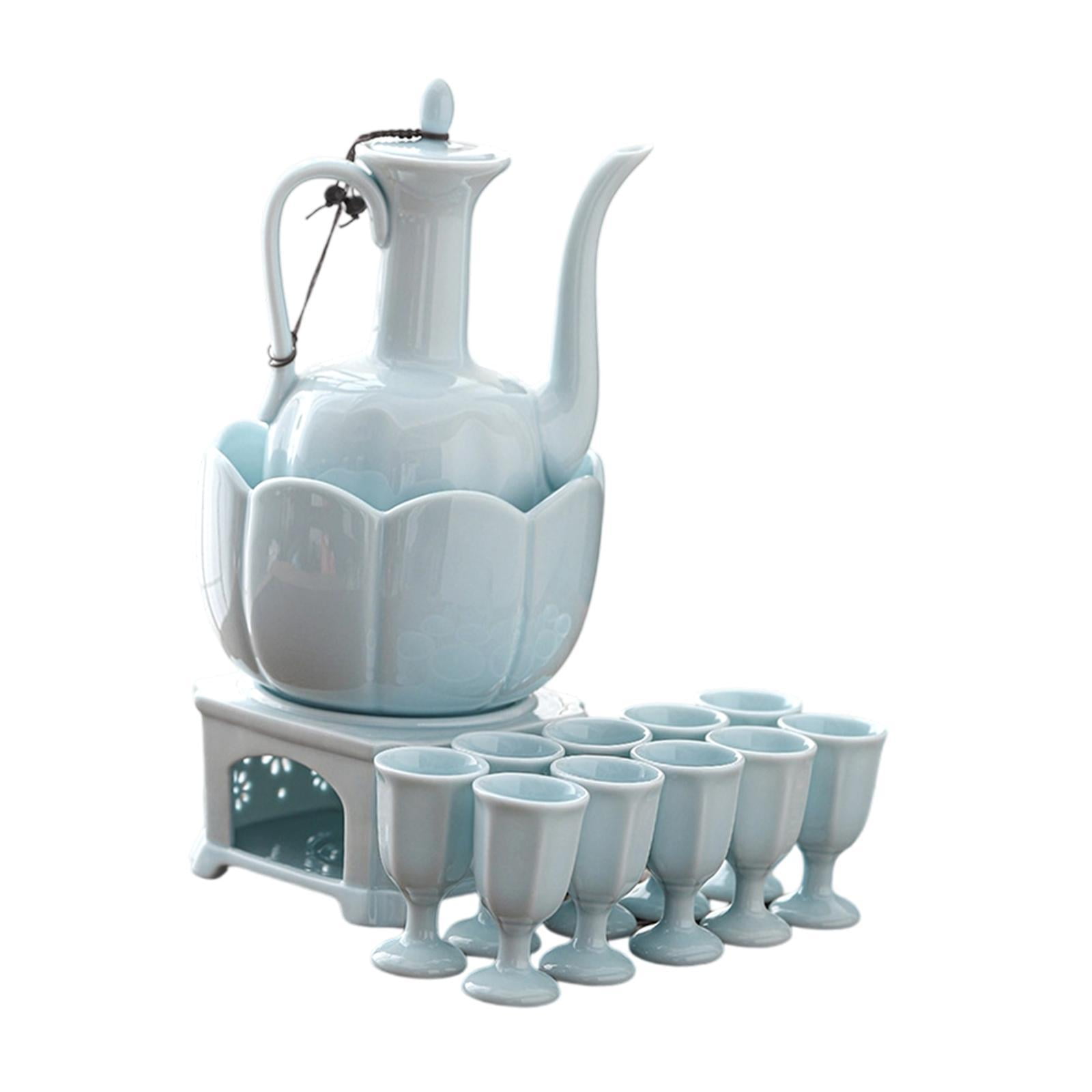 WeiLaiKeQi Ceramic Sake Set Business Gifts Sake Bottle 10 Sake Cups for ...