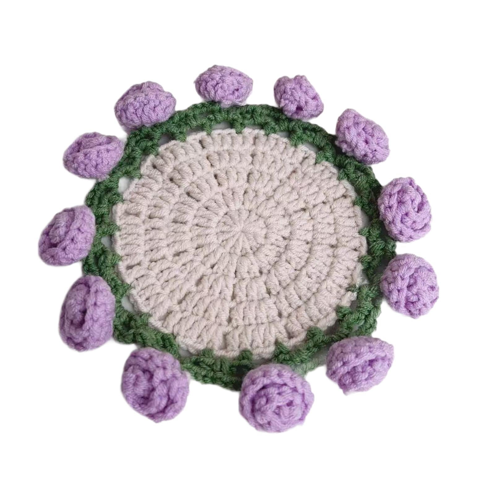 WeiLaiKeQi Crochet Flower Coaster Compact Drinking Cup Mat for ...