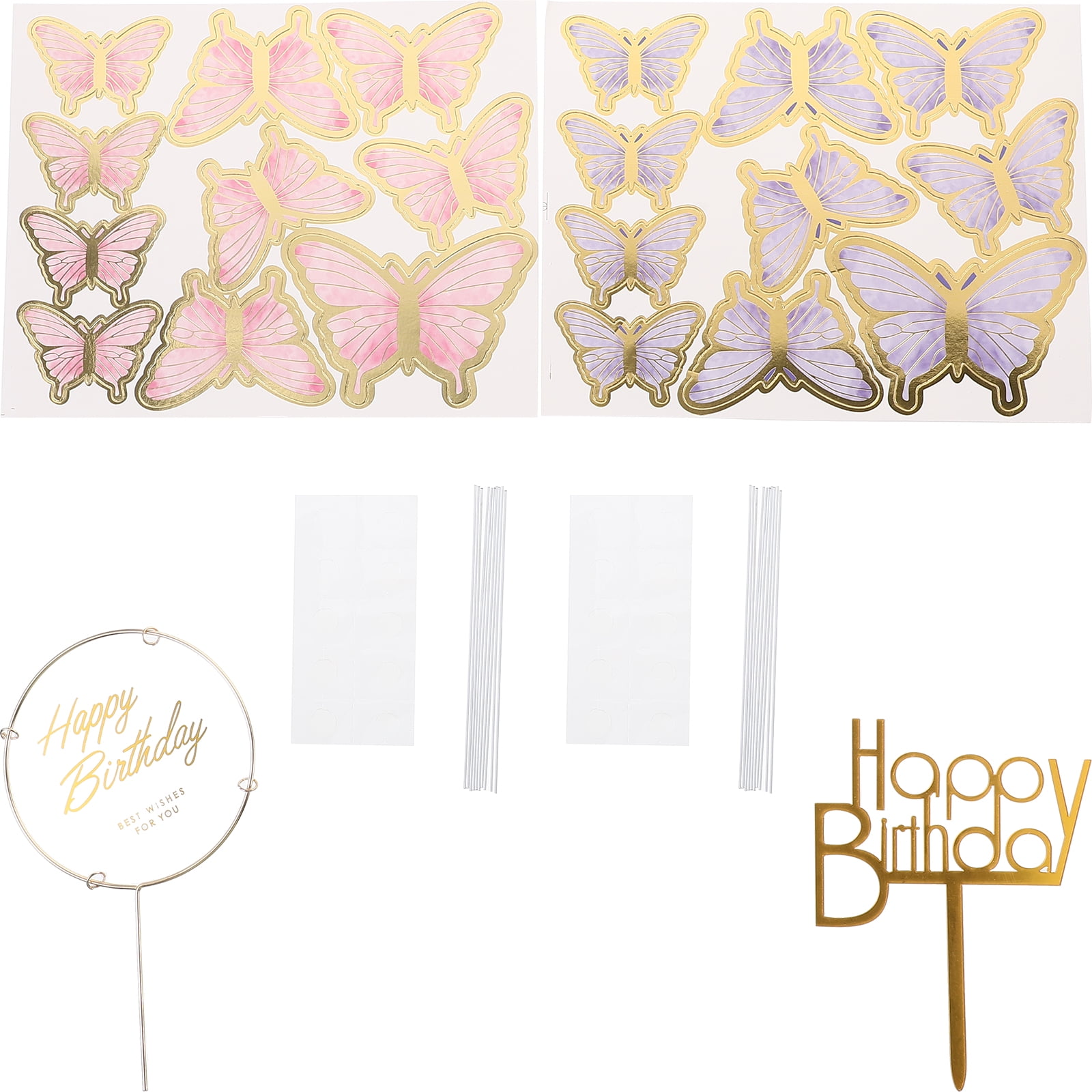 Pink Butterfly Cake Toppers for Birthday Party Decor - Walmart.com