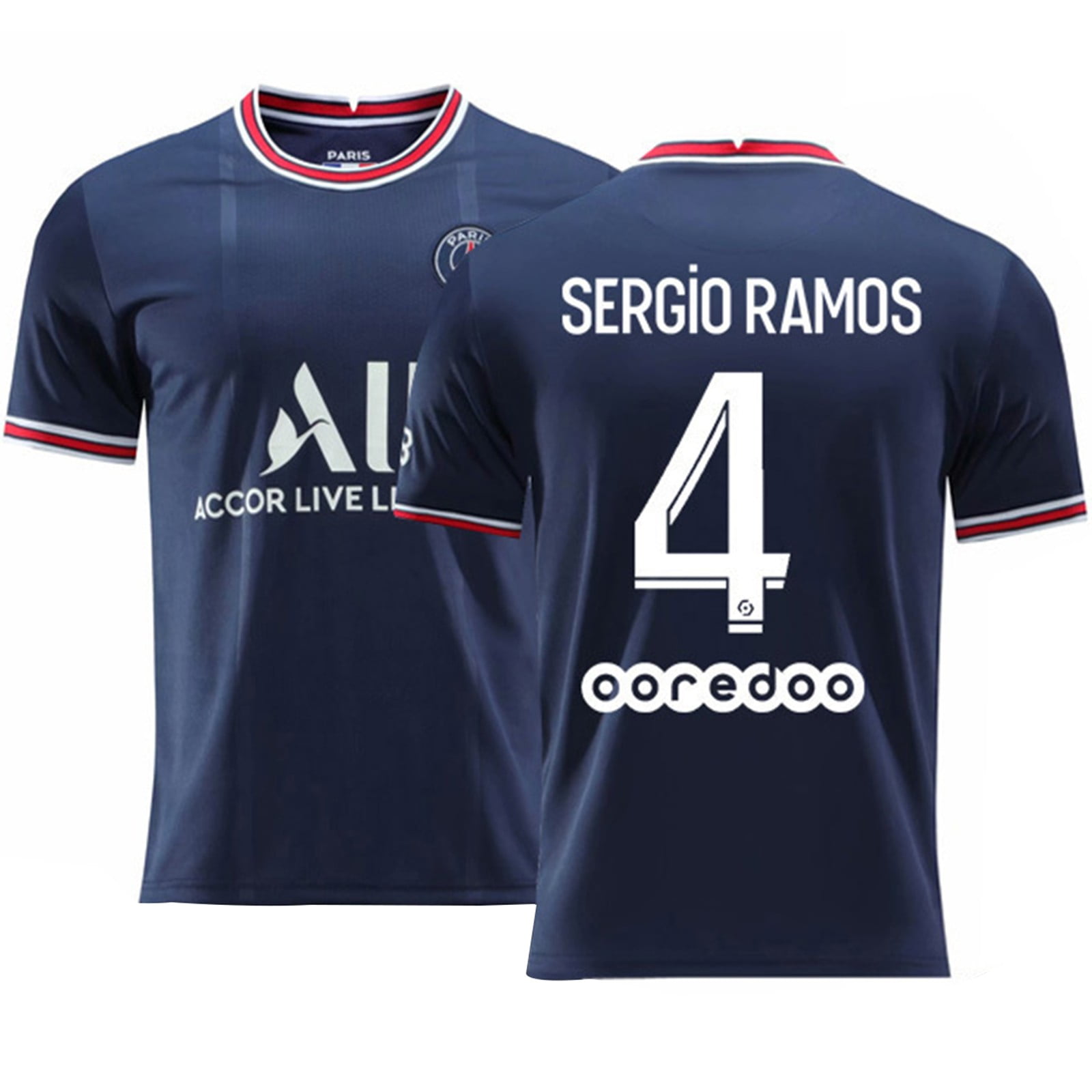 WeiXinGG 22/23 Home Game Soccer Jersey, #4 SERGIO RAMOS Soccer Jersey Top, Adult Short Sleeve ...