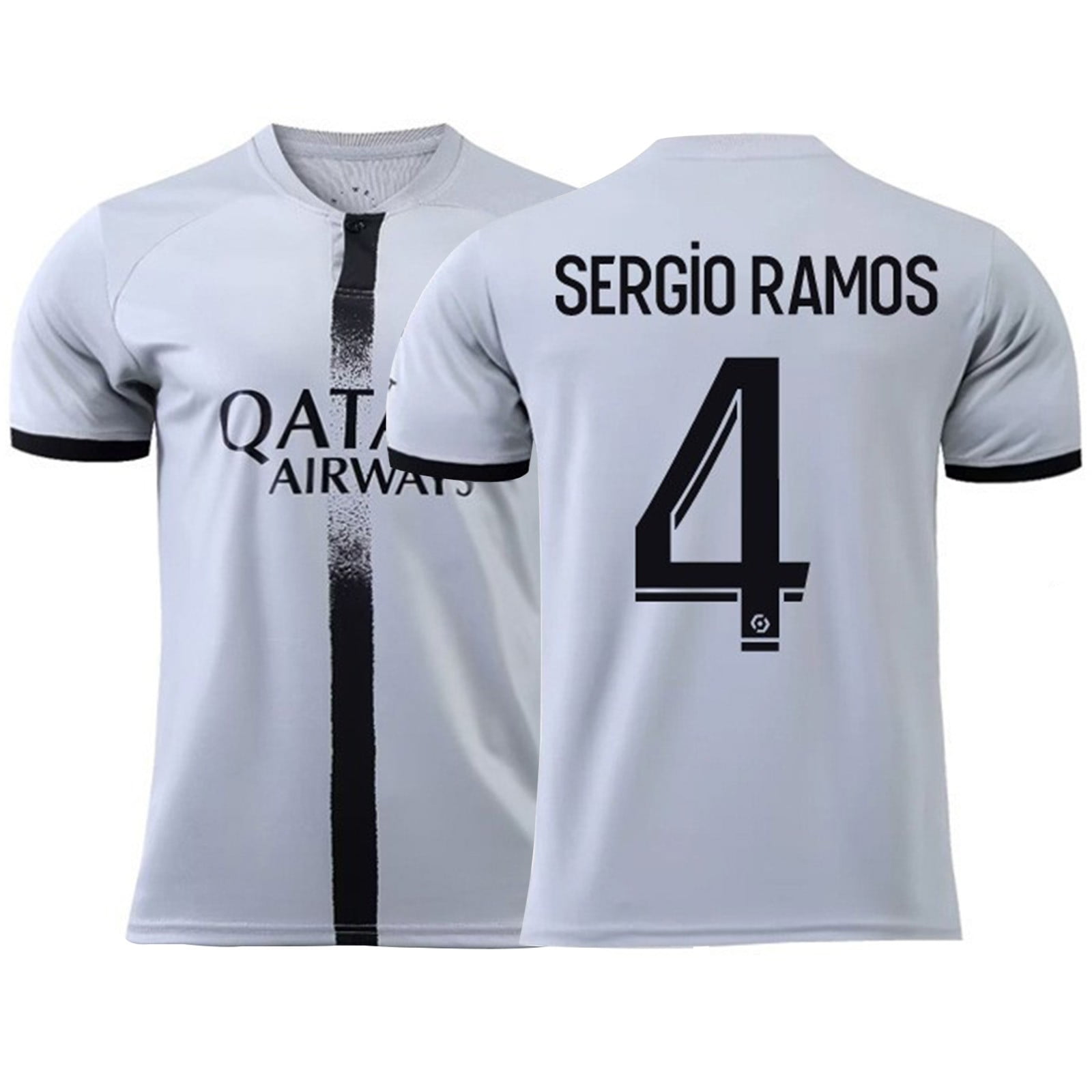 WeiXinGG 2223 Away Game Soccer Jersey, #4 SERGIO RAMOS Soccer Jersey, Adult Training Tops Short ...