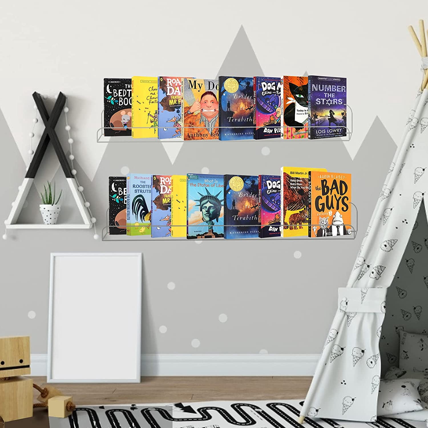 Weiai Clear Acrylic Floating Shelves 24 inches, Wall Bookshelf for Kids ...