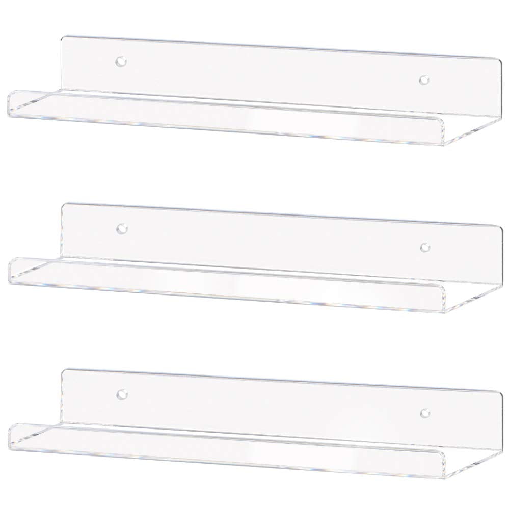 Weiai Clear Acrylic Shelf JKF25 15" Invisible Floating Wall Ledge ...