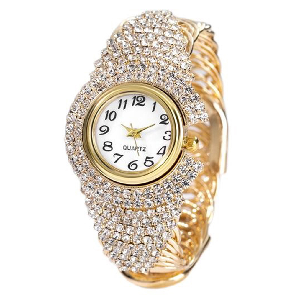LINEL Women's Topaz Stone Bangle Watch Crystal Bezel Round Dial ...