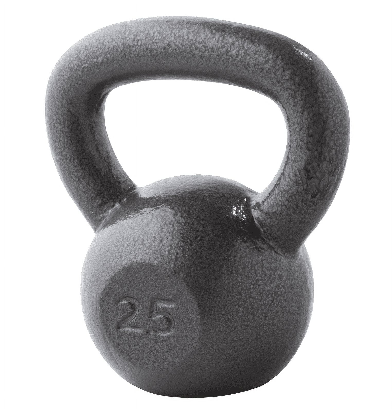 Weider 25lbs Cast Iron Kettlebell, Extra Wide Grip, Hammertone Finish ...