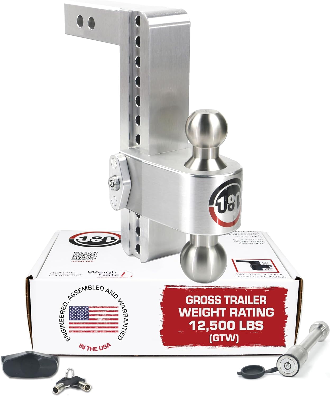 Weigh Safe Adjustable Trailer Hitch Ball Mount, 10" Adjustable Drop ...