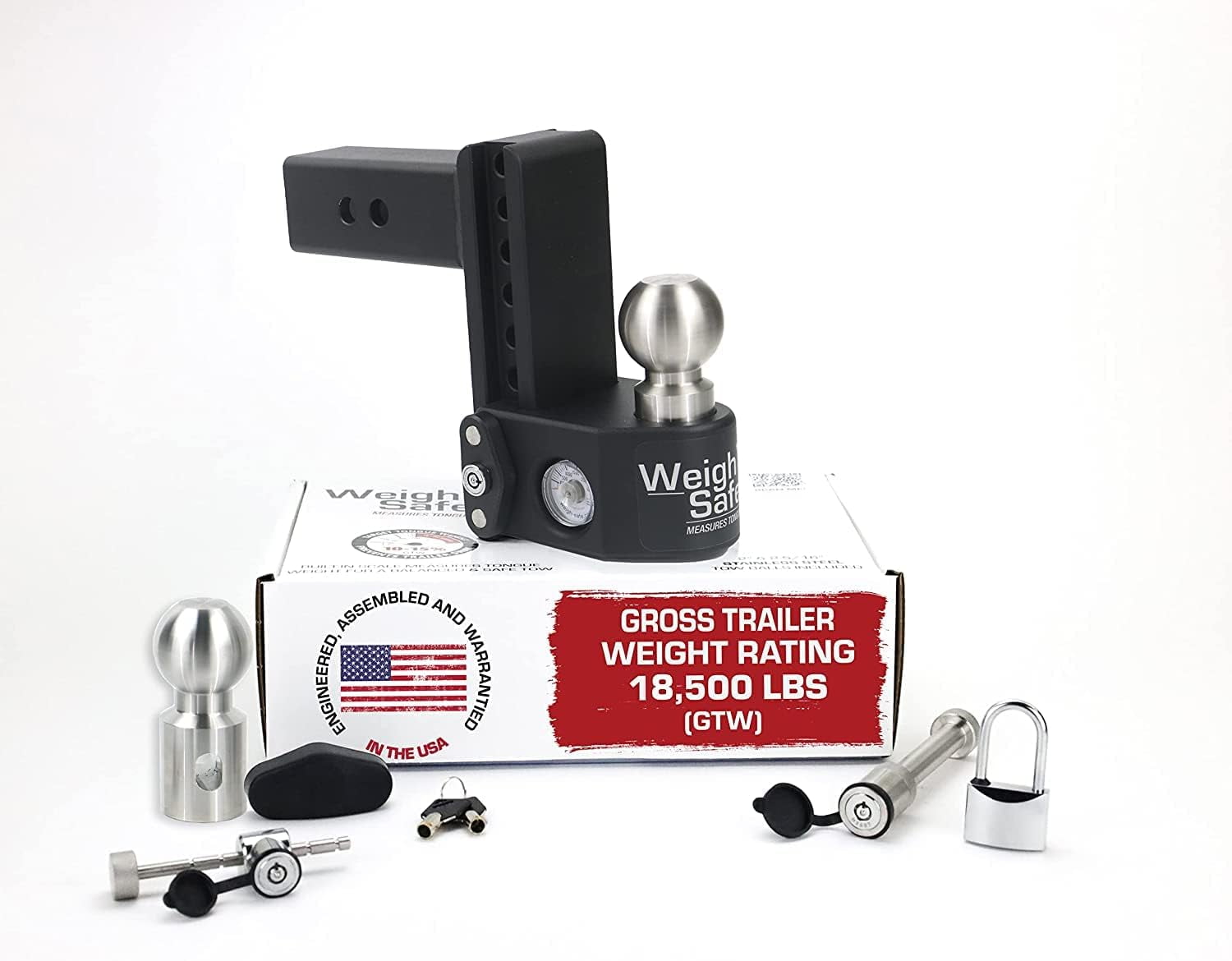 Weigh Safe Adjustable Trailer Hitch Ball Mount - 6" Drop Hitch for 2.5 ...
