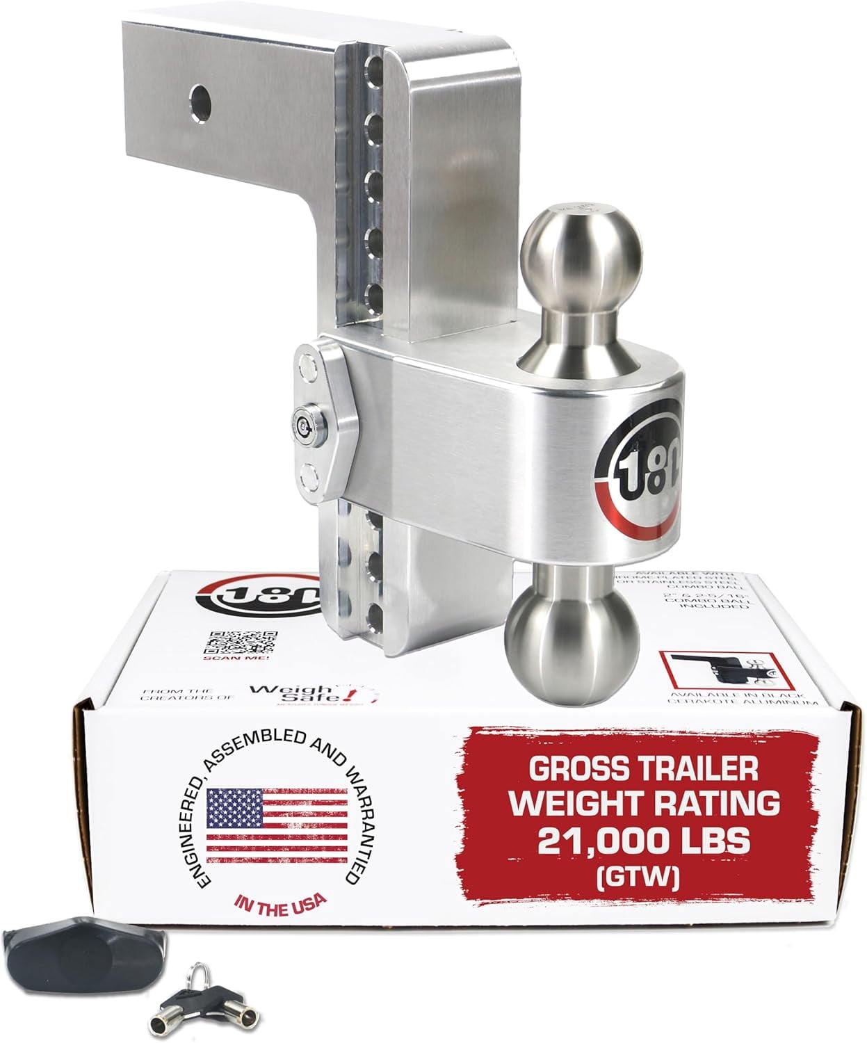 Weigh Safe LTB8-3 Adjustable Trailer Hitch Ball Mount - 8" Adjustable ...