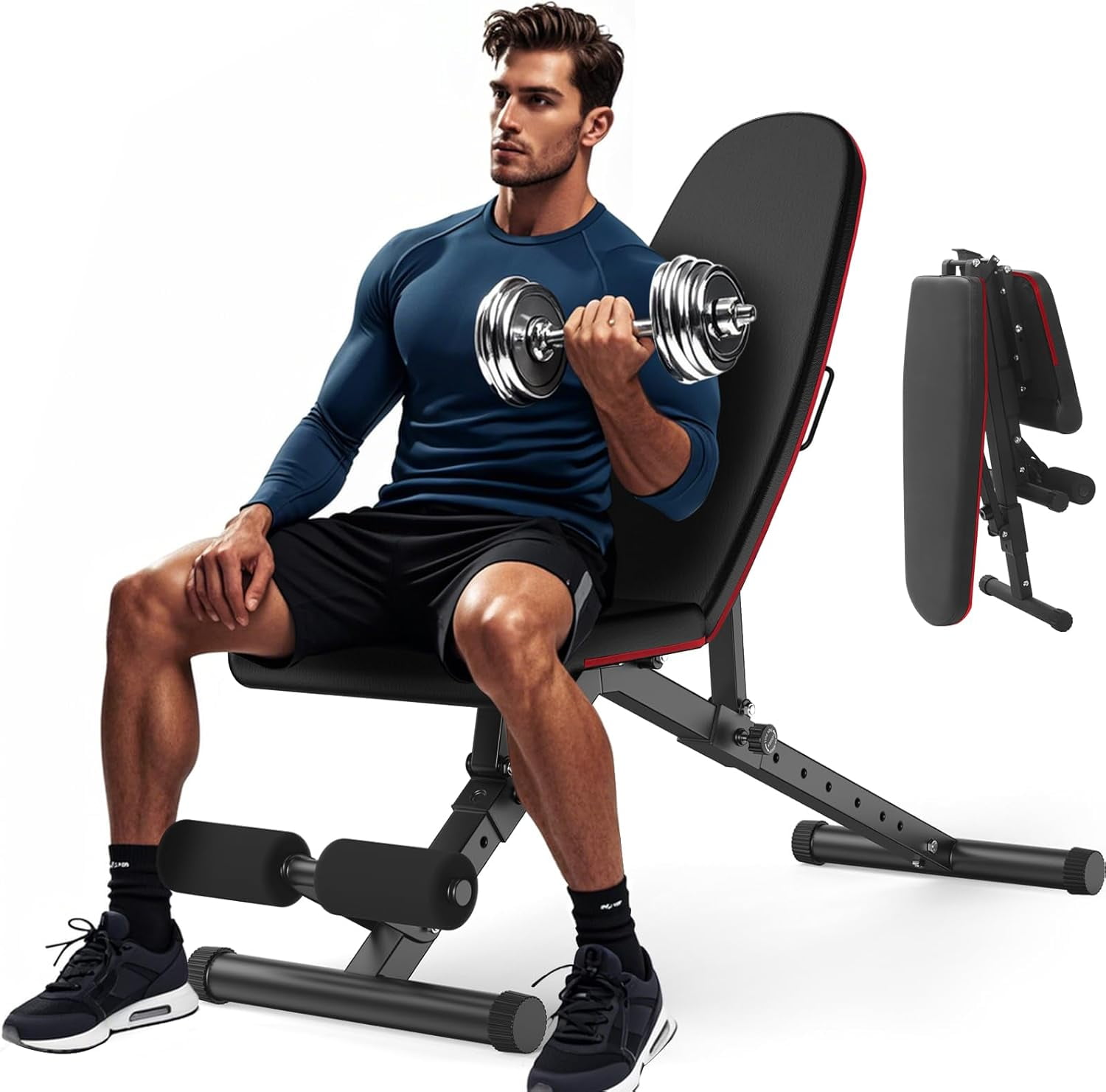 Weight Bench,Adjustable Strength Training Bench for Full Body Workout,Fast Folding Training ...