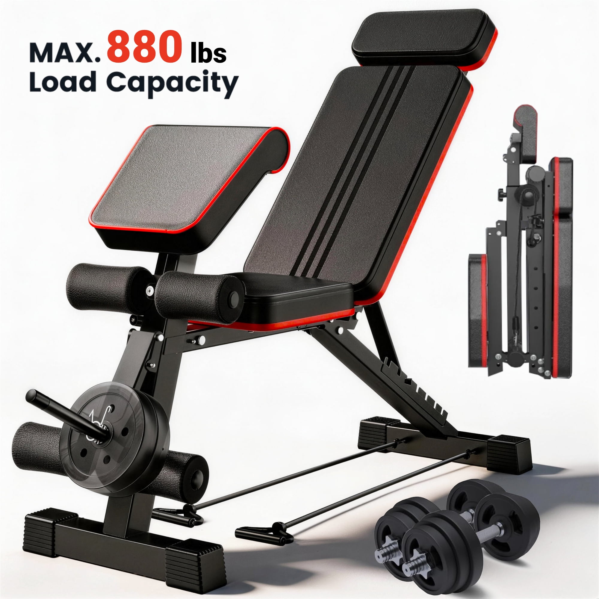 Weight Bench,Blacksmith Foldable Workout Bench with Leg Extension ...