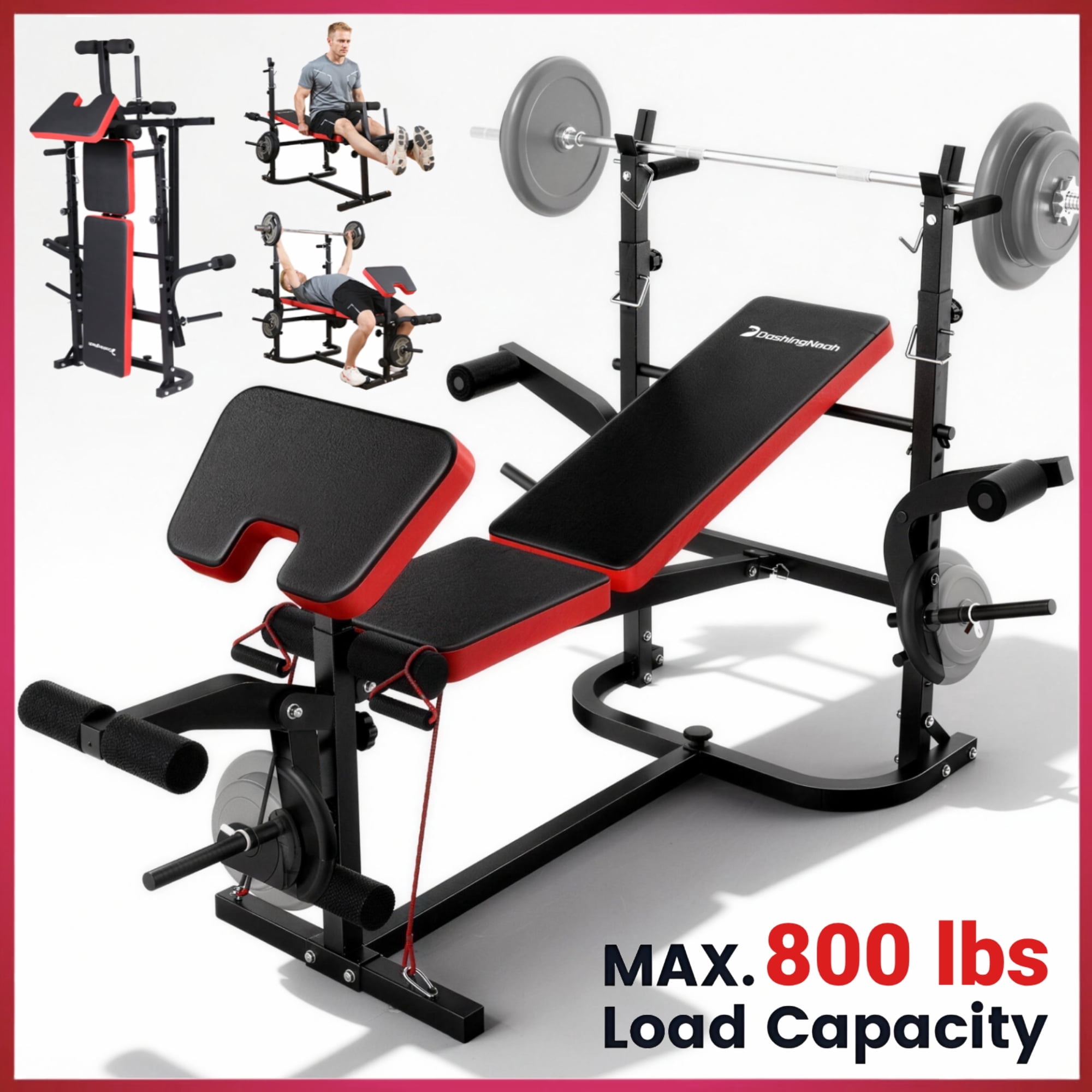Weight Bench,Blacksmith 6-in-1 Foldable 800lb Capacity Weightbench Set ...