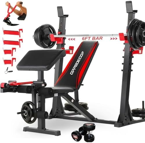 Weight Bench Set with Leg Extension and Curl, 900LBS Profesional Bench ...
