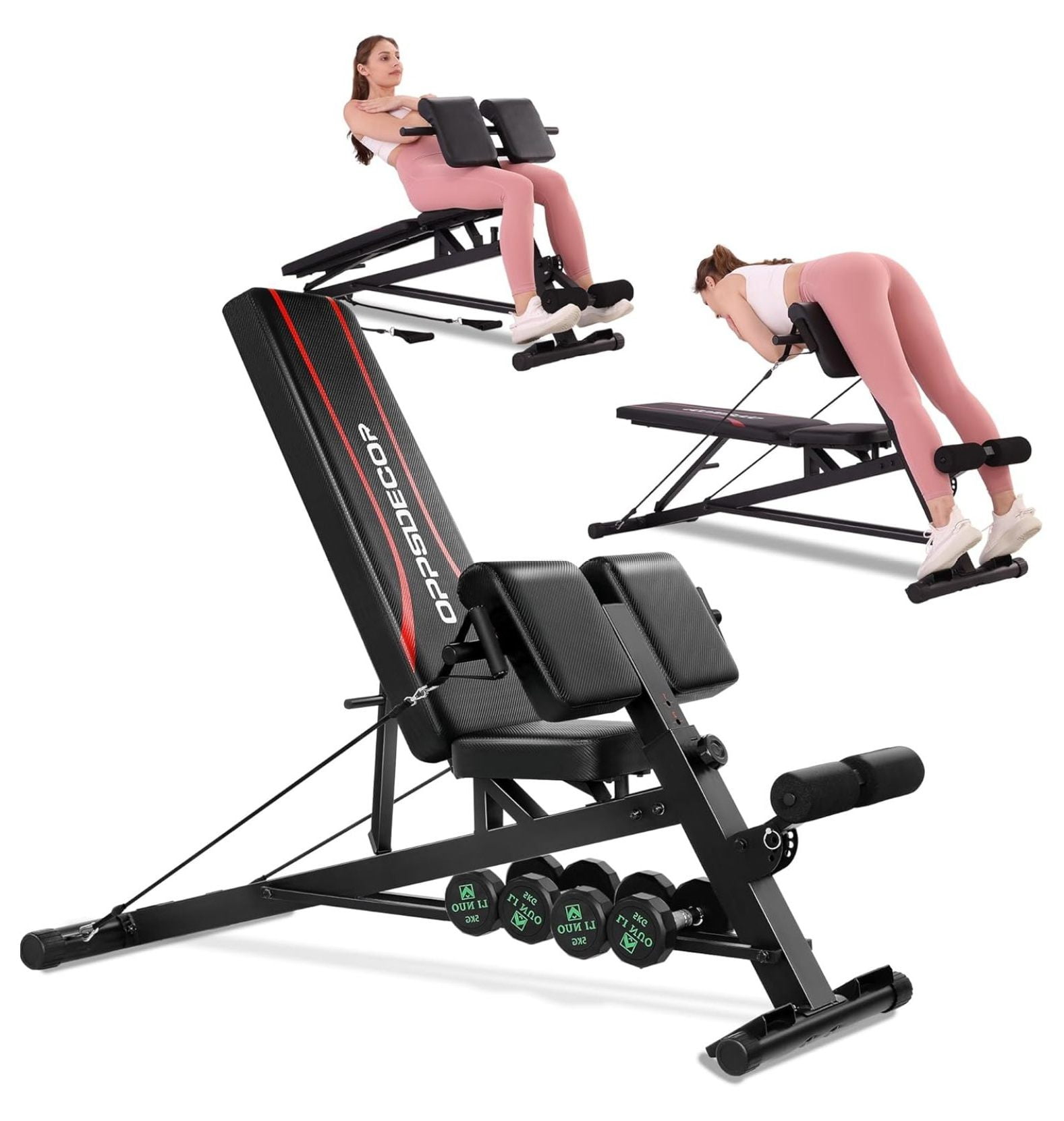 Weight Bench Set with Preacher Hyper Back Extension, All-in-One Sit Up ...