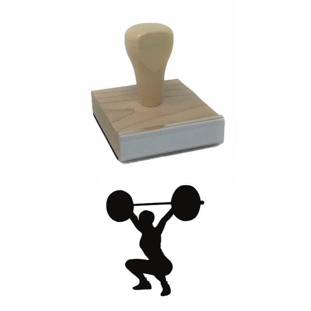 Weight Lifter 1 Rubber Stamp, 2 X 2" Wood Stamp - Walmart Business Supplies