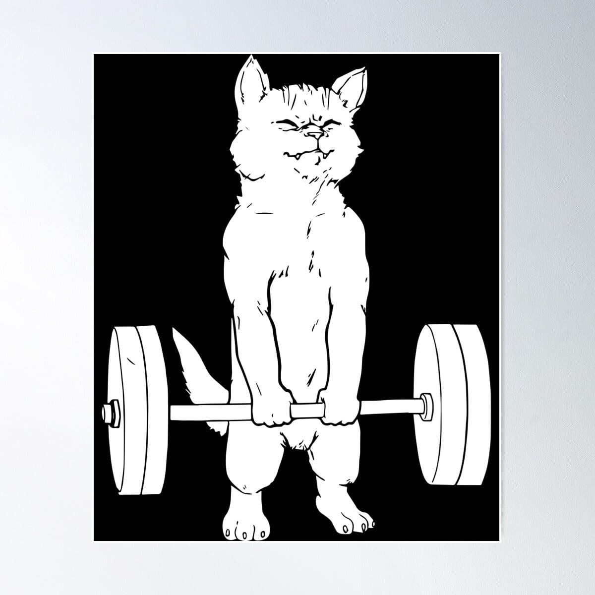 Weight Lifting Cat Deadlift Lifting Poster Wall Art, Modern Wall Decor ...