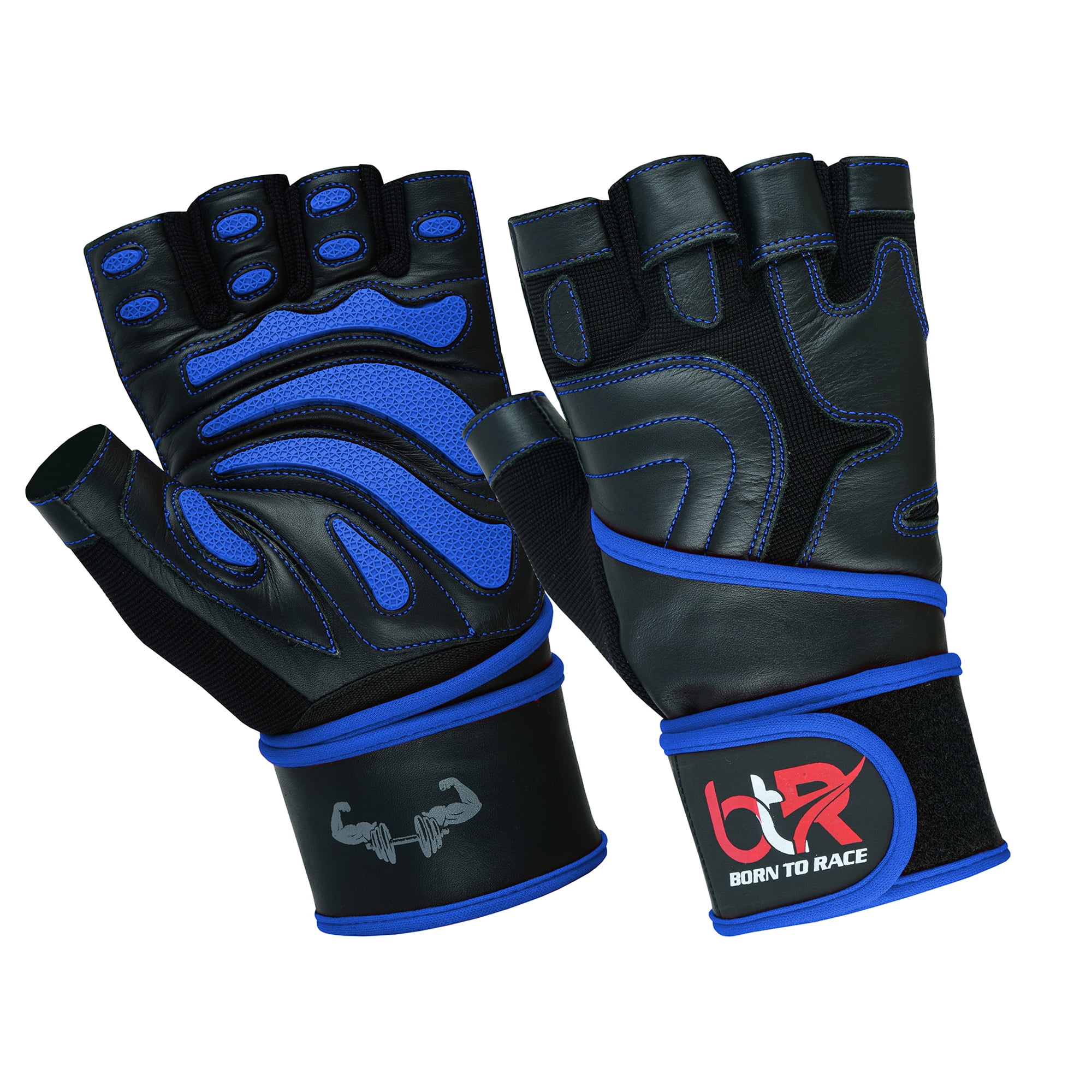 Weight Lifting Gloves Cowhide Leather Fingerless Padded Long Wrist ...
