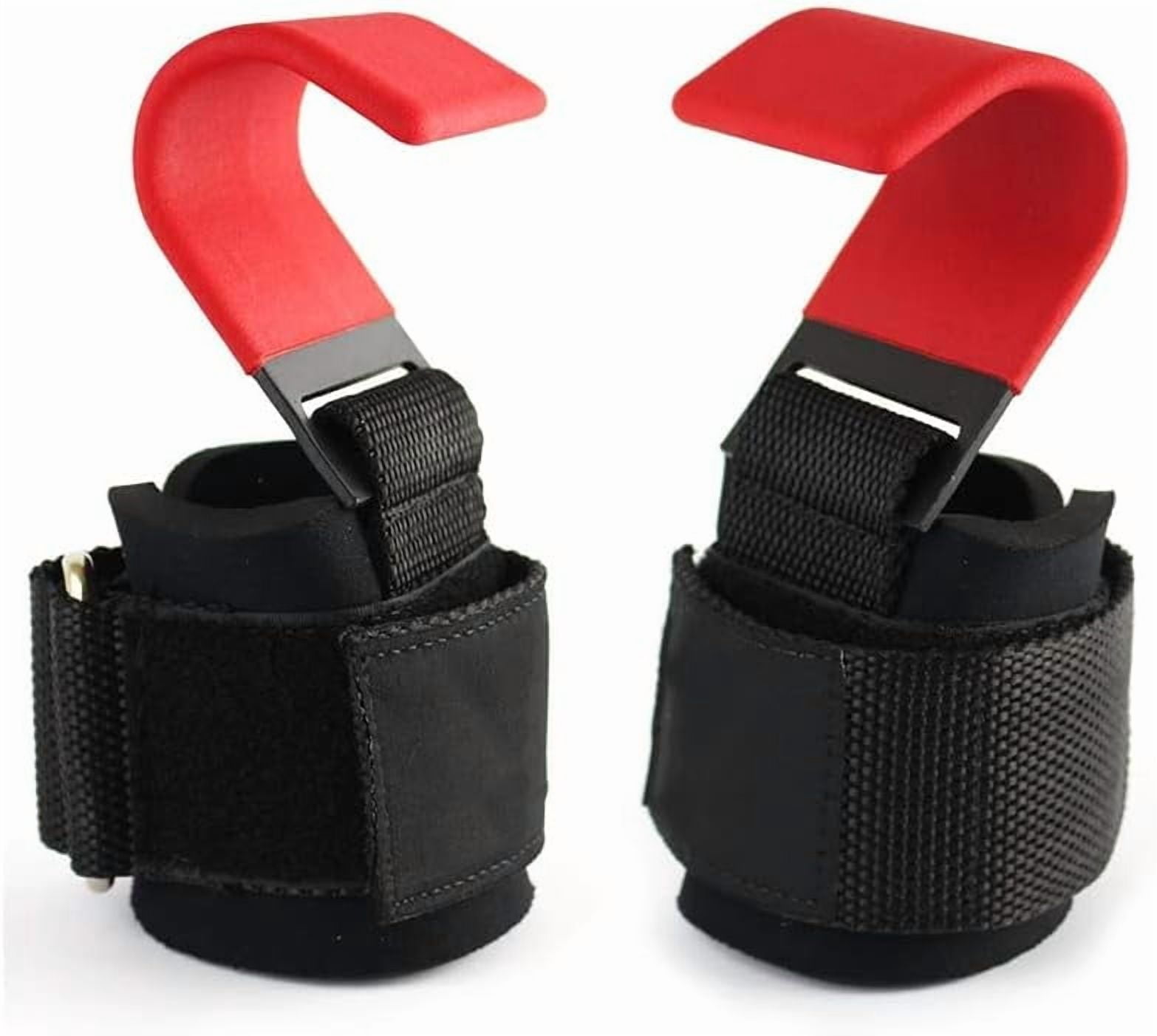 Weight Lifting Hook Grips with Wrist Wraps Hand-Bar Wrist Strap Gym ...
