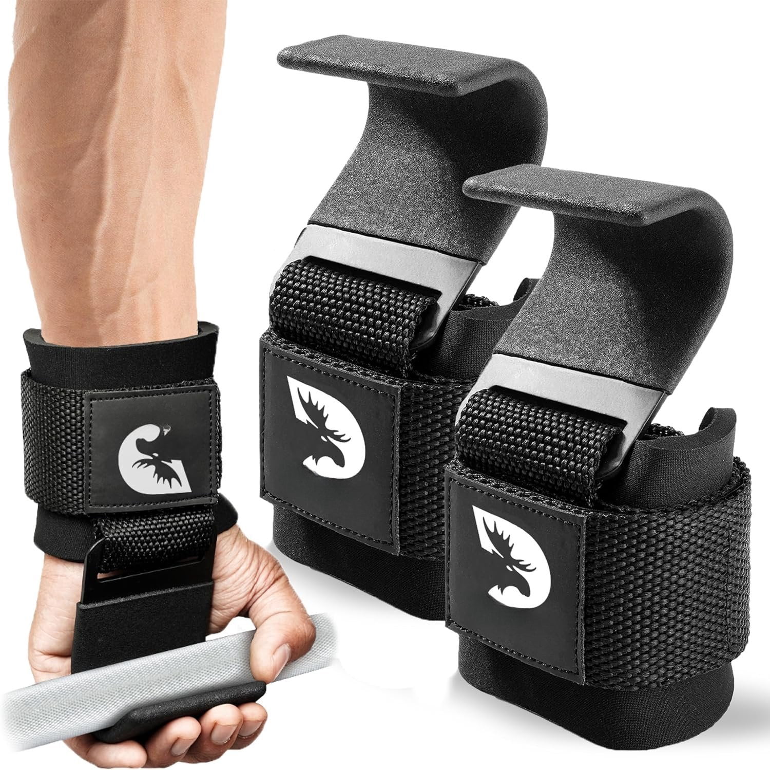 Weight Lifting Hooks (Pair) for Deadlifts, Pull Ups, Rows & Shrugs ...