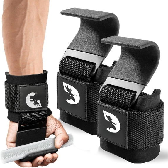 Weight Lifting Hooks (Pair) for Deadlifts, Pull Ups, Rows & Shrugs ...