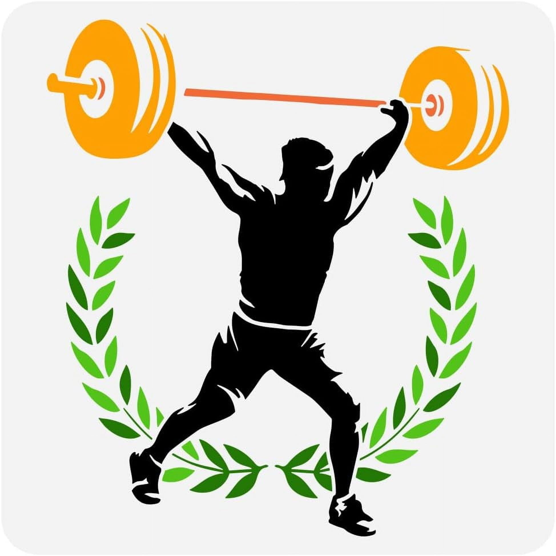 Weight Lifting Painting Stencil 11.8x11.8 inch Plastic Human Silhouette ...
