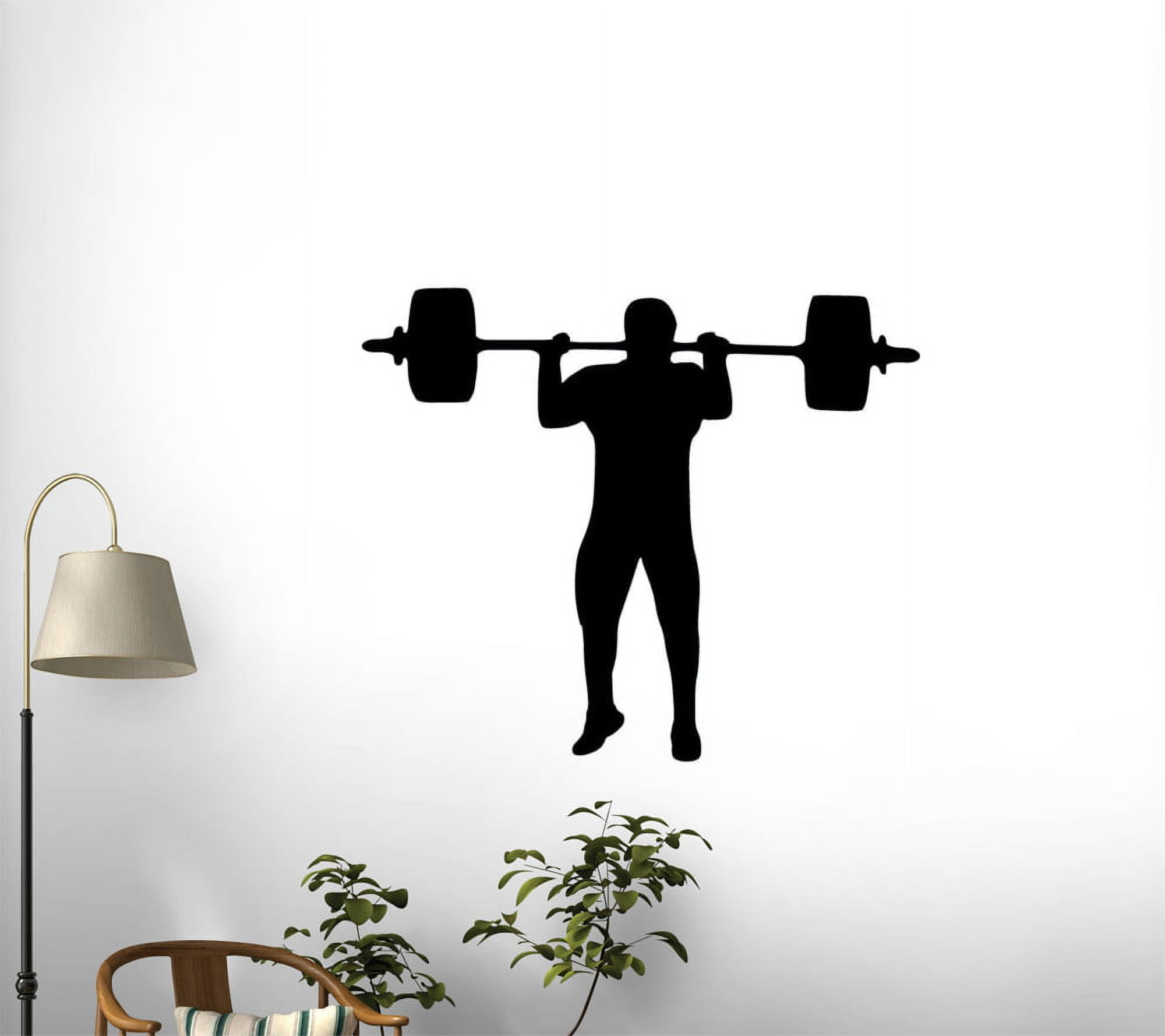 Weight Lifting Silhouette Peel and Stick Wall Decals (12 in W x 8 in H ...