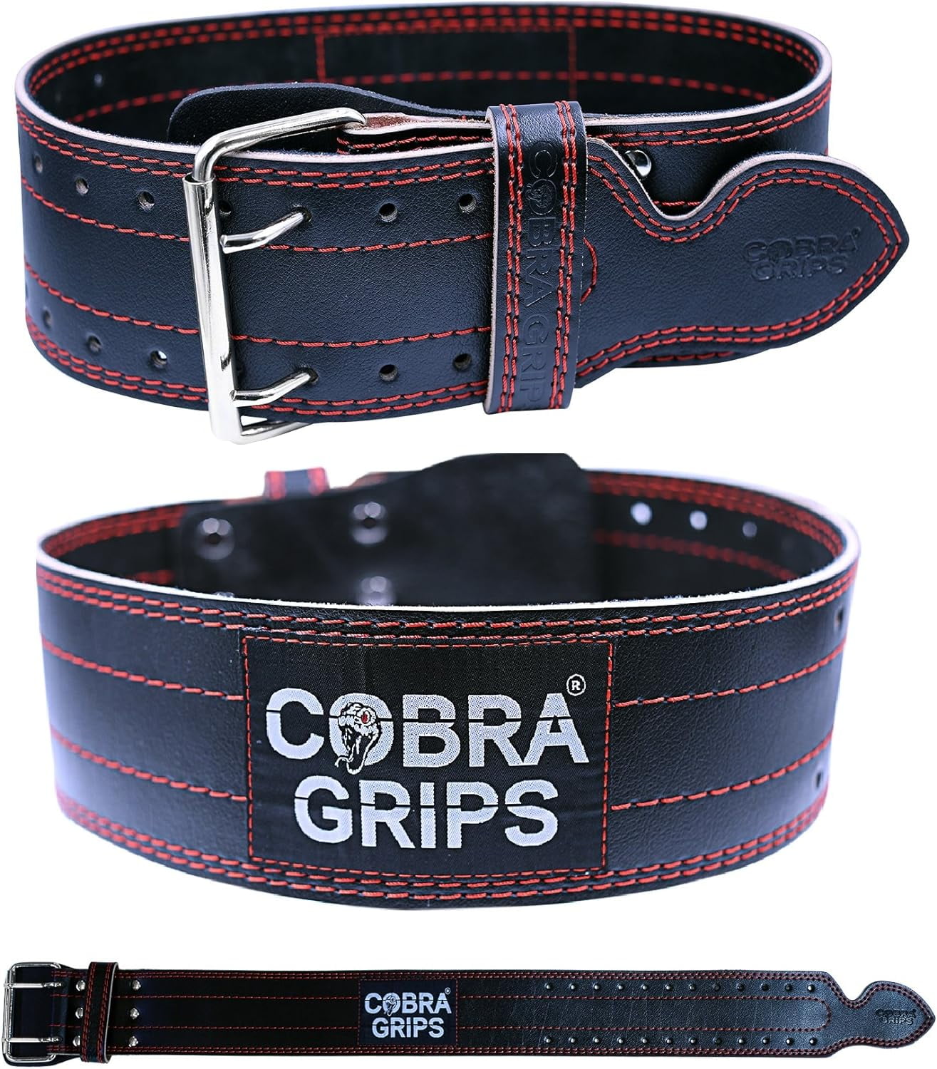 Weight Power Lifting Belt 4” Wide Cobra Grips Premium Genuine Leather ...