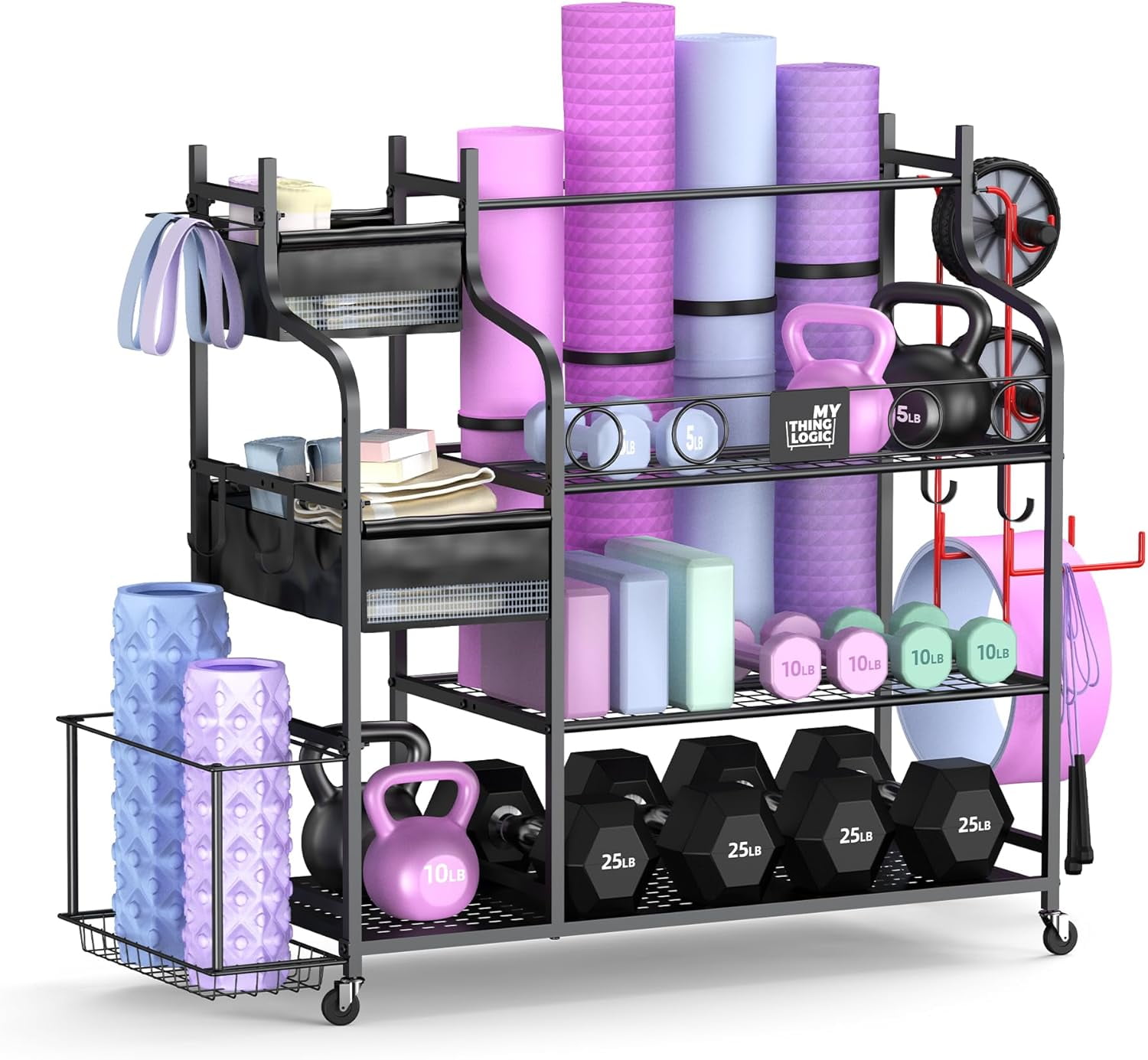 Weight Rack for Dumbbells, Home Gym Storage for Yoga Mat Dumbbells ...