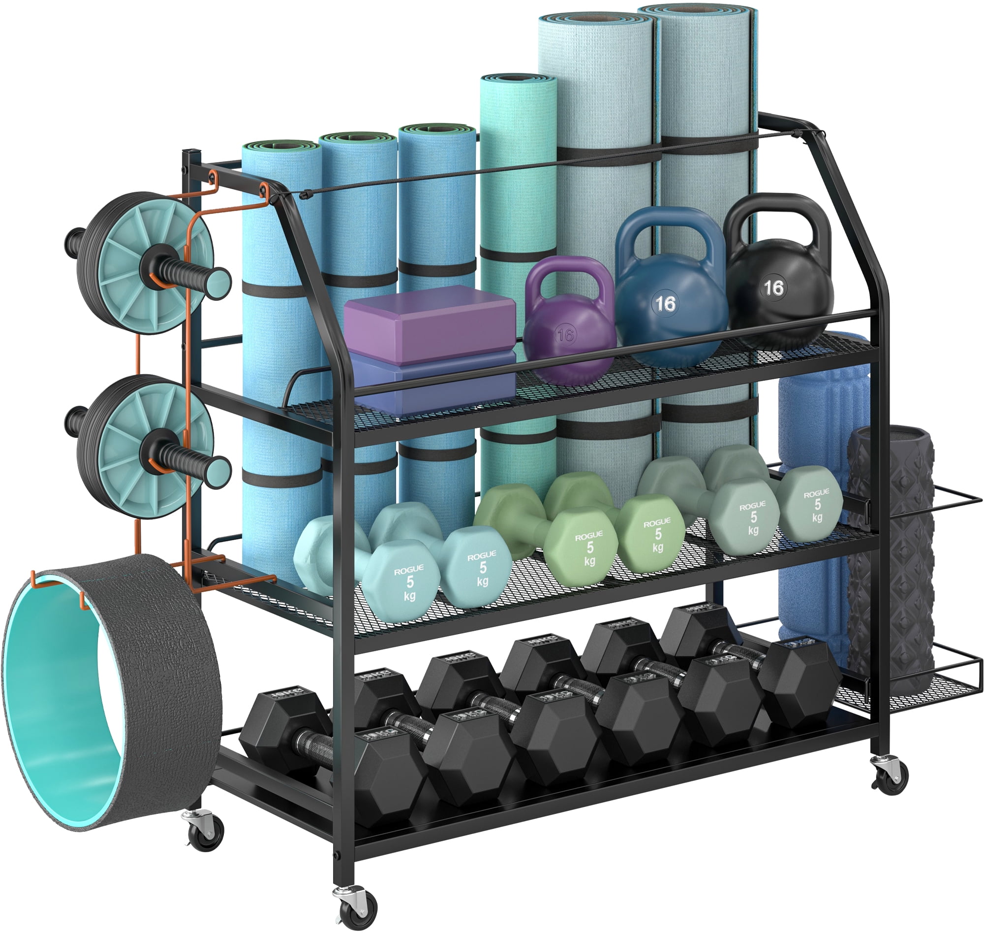 Walmart Weight Rack for Dumbbells - 3 Tiers, Caster Wheels, Side ...