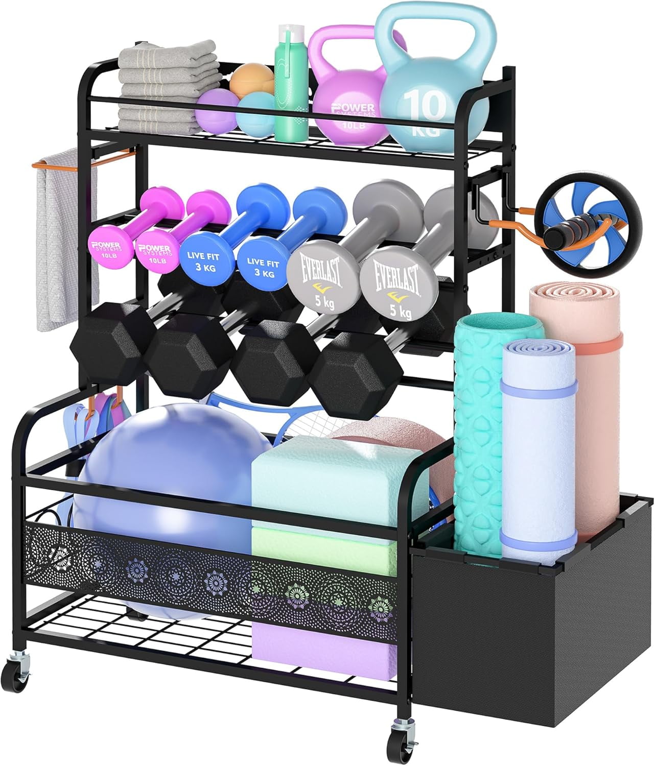 Weight Rack for Dumbbells, Home Gym Storage for Dumbbells Yoga Mat ...