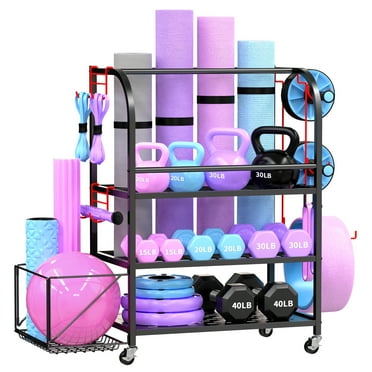 Yes4All Metal Weightlifting Plate Tree Holder & Barbell Storage Rack, 6 ...