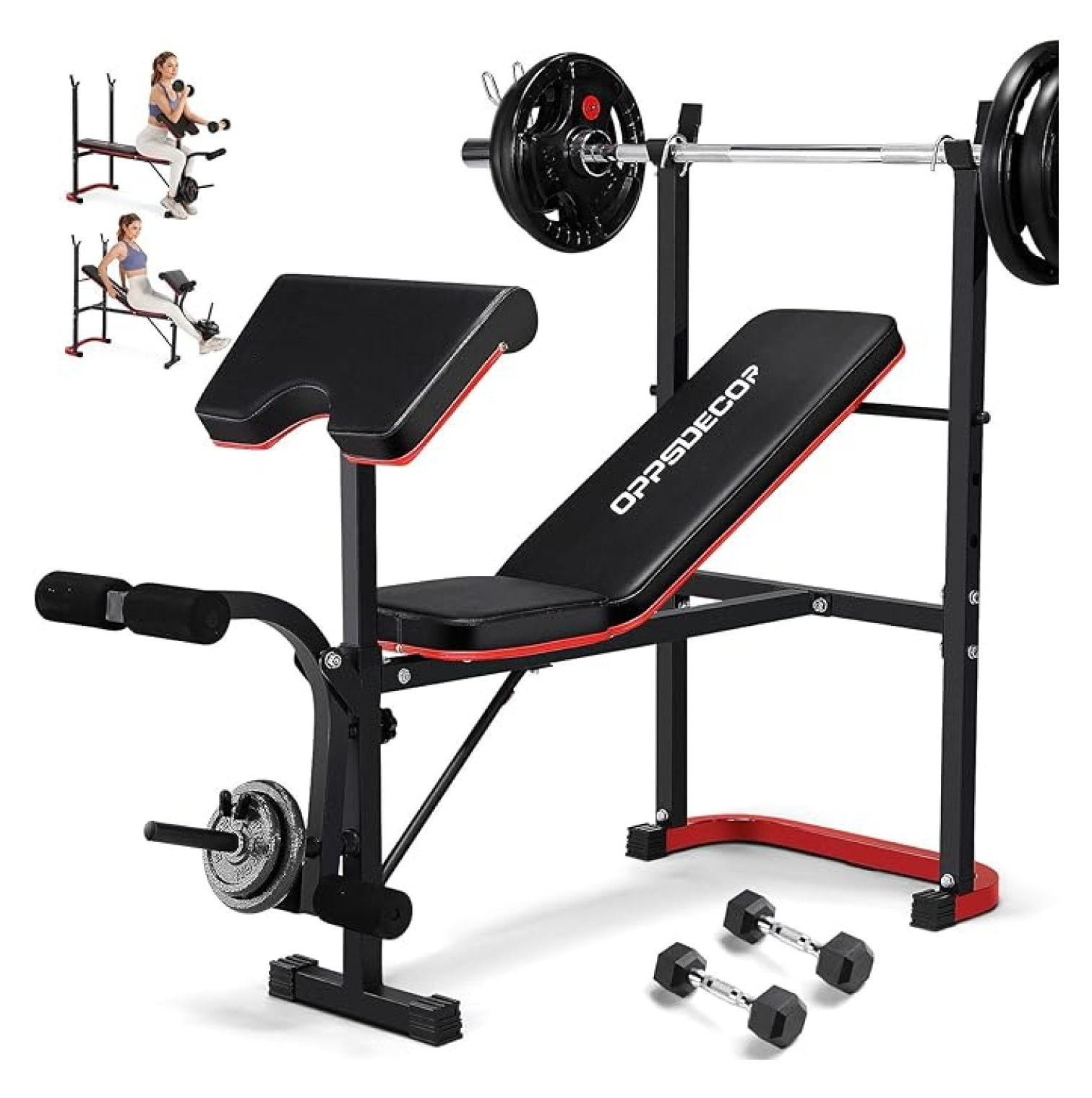 Weight Set 661LBS Adjustable Press Squat Rack Leg Extension Workout ...