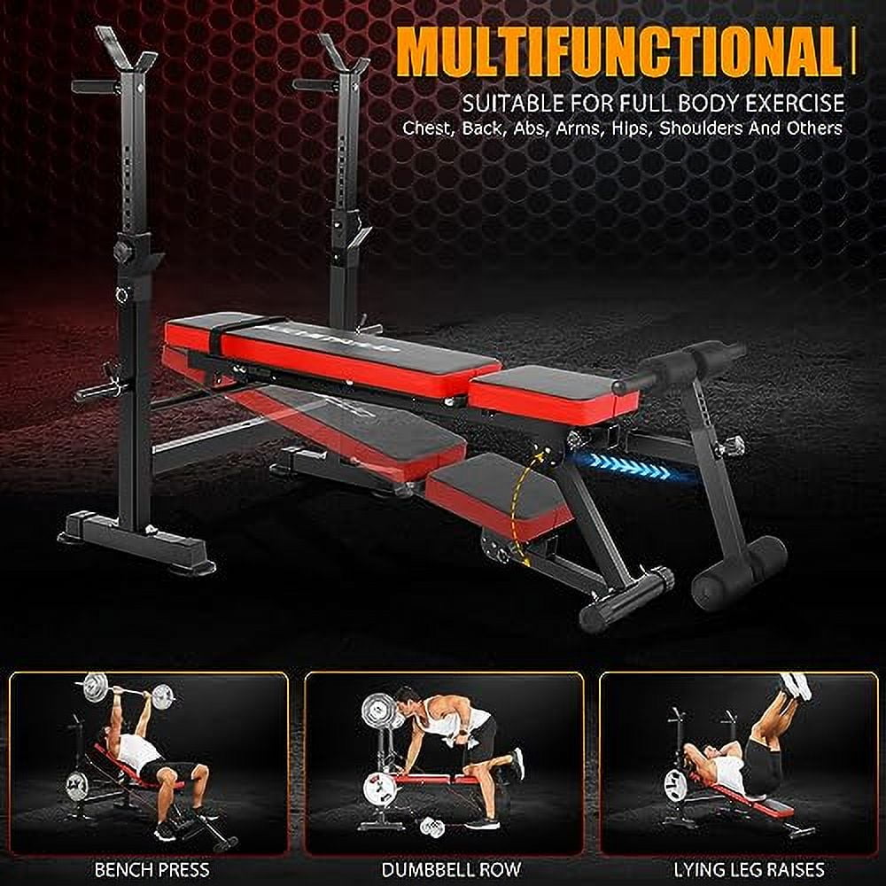 Weight Set with Squat Rack, OPPSDECOR 6 in 1 600lbs Press Set With Removable Leg Catch ...