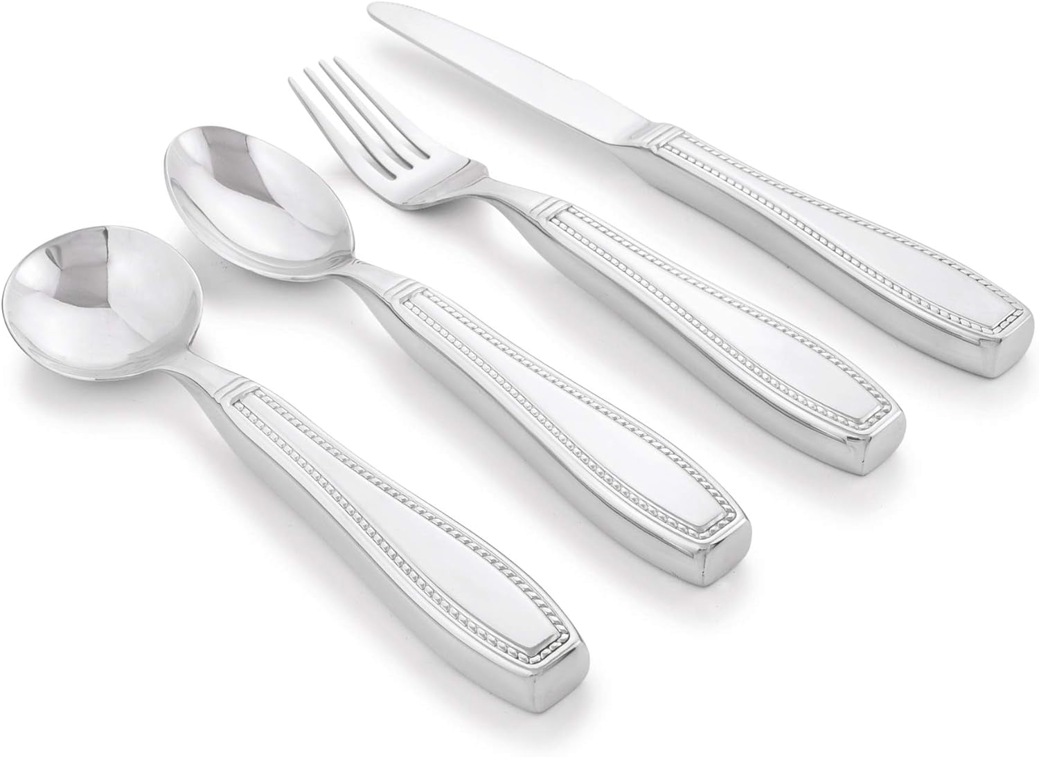 Weighted 7 oz Eating Utensils by , 4pc Stainless Steel Knife Fork Spoon ...