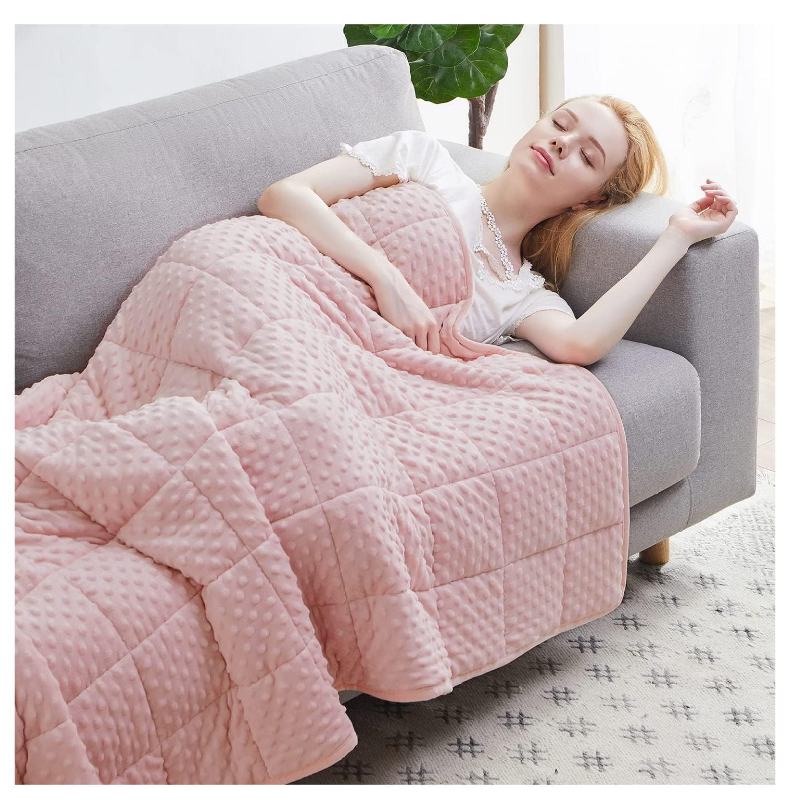Weighted Blanket Queen 15lbs for Adult(60"×80",) Breathable Soft Minky ...