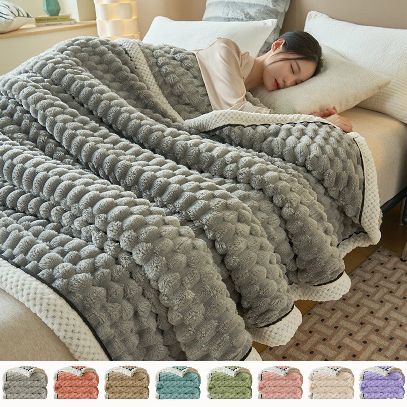 Weighted Blankets for Adults, 79" x 59" InsCrazy Extra Thick Flannel ...
