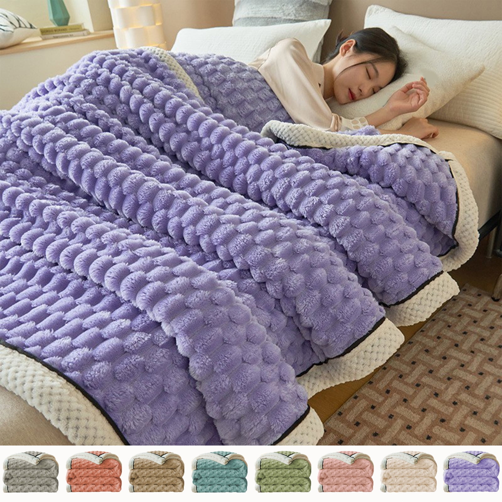 Weighted Blankets for Adults, 79" x 59" InsCrazy Extra Thick Flannel ...