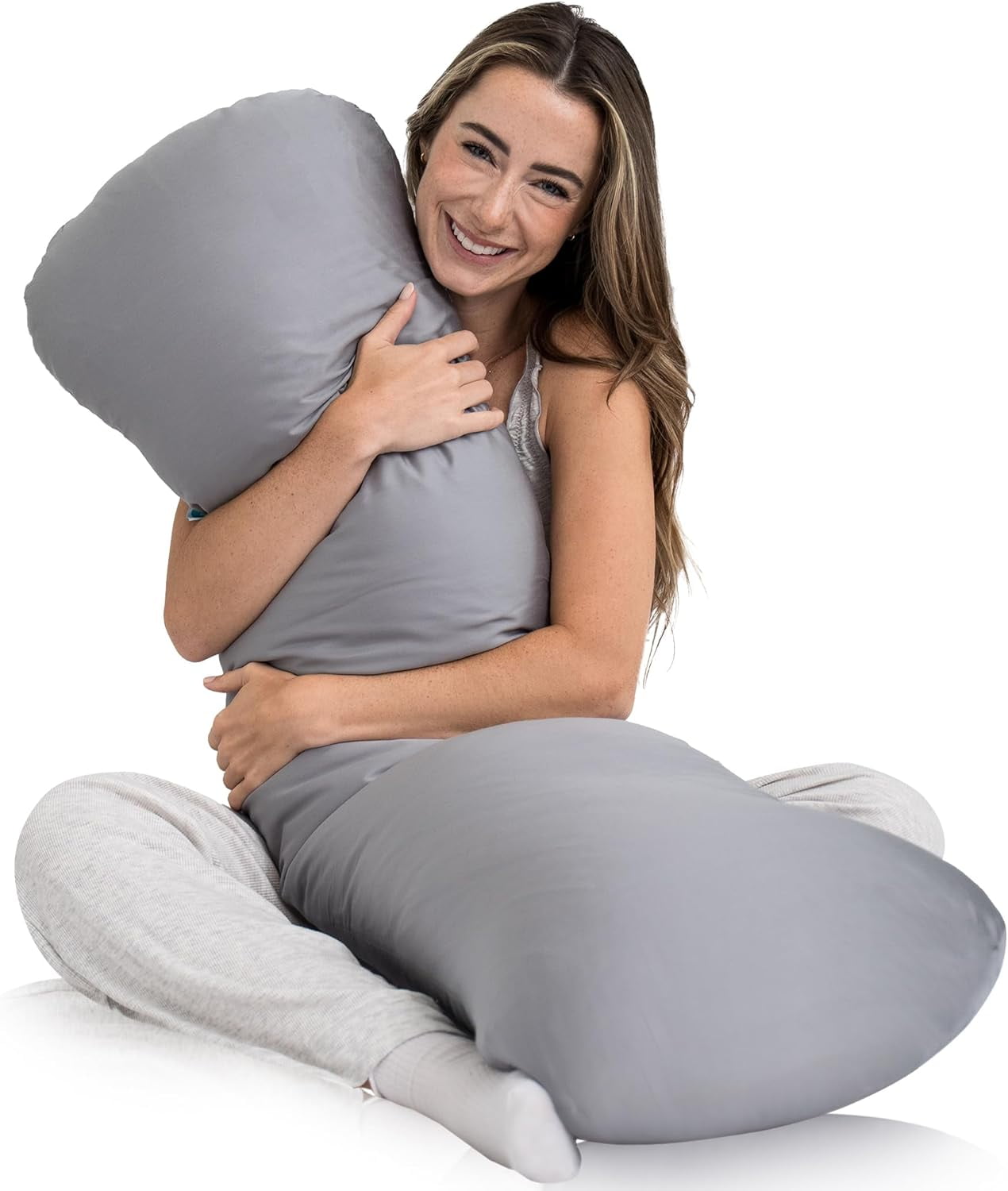 Weighted Body Pillow 8lbs - Weighted Pillow for Deeper Sleep - Cooling ...