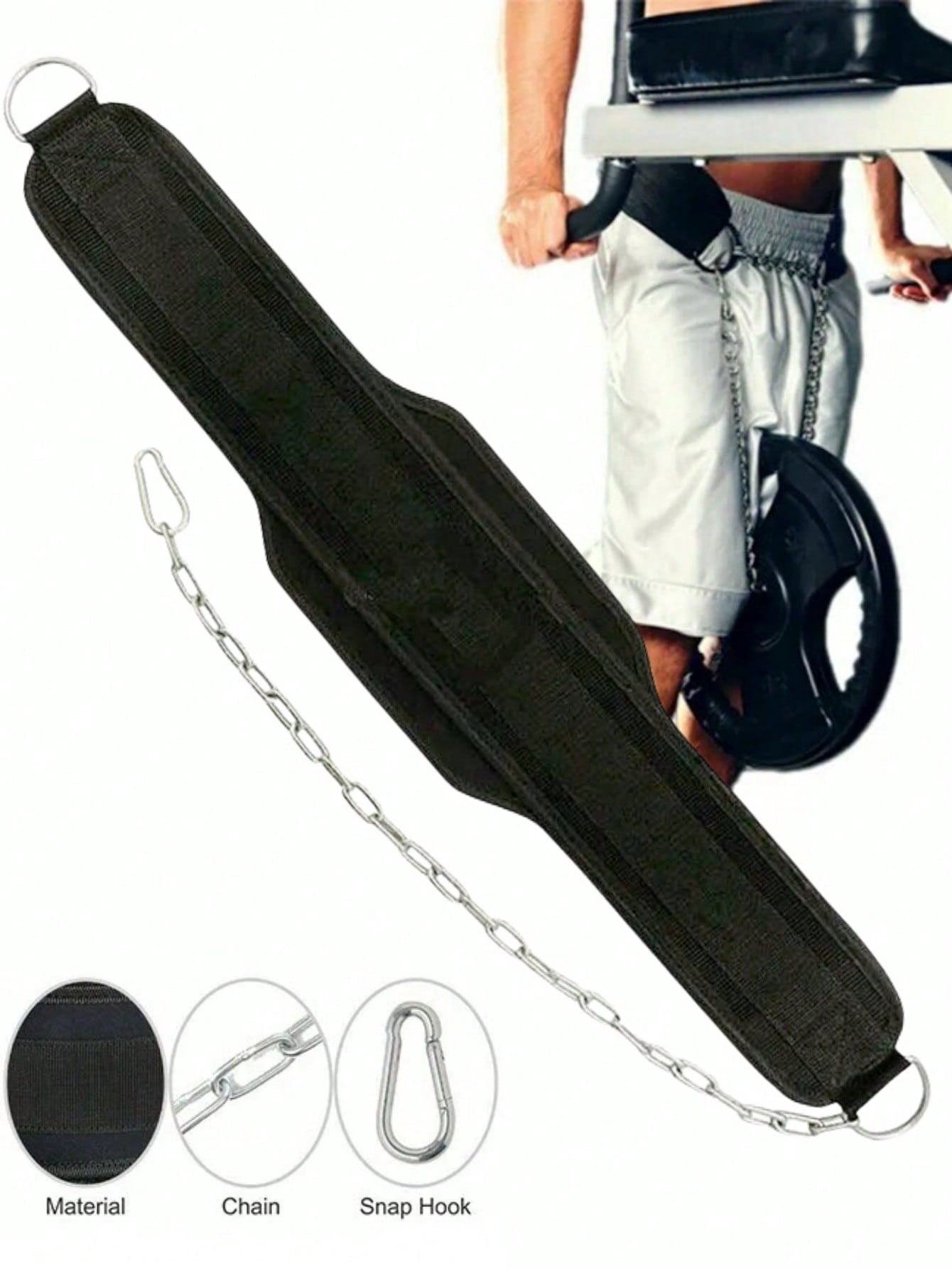 Weighted Dip & Pull-Up Belt with Chain, for Strength Building ...