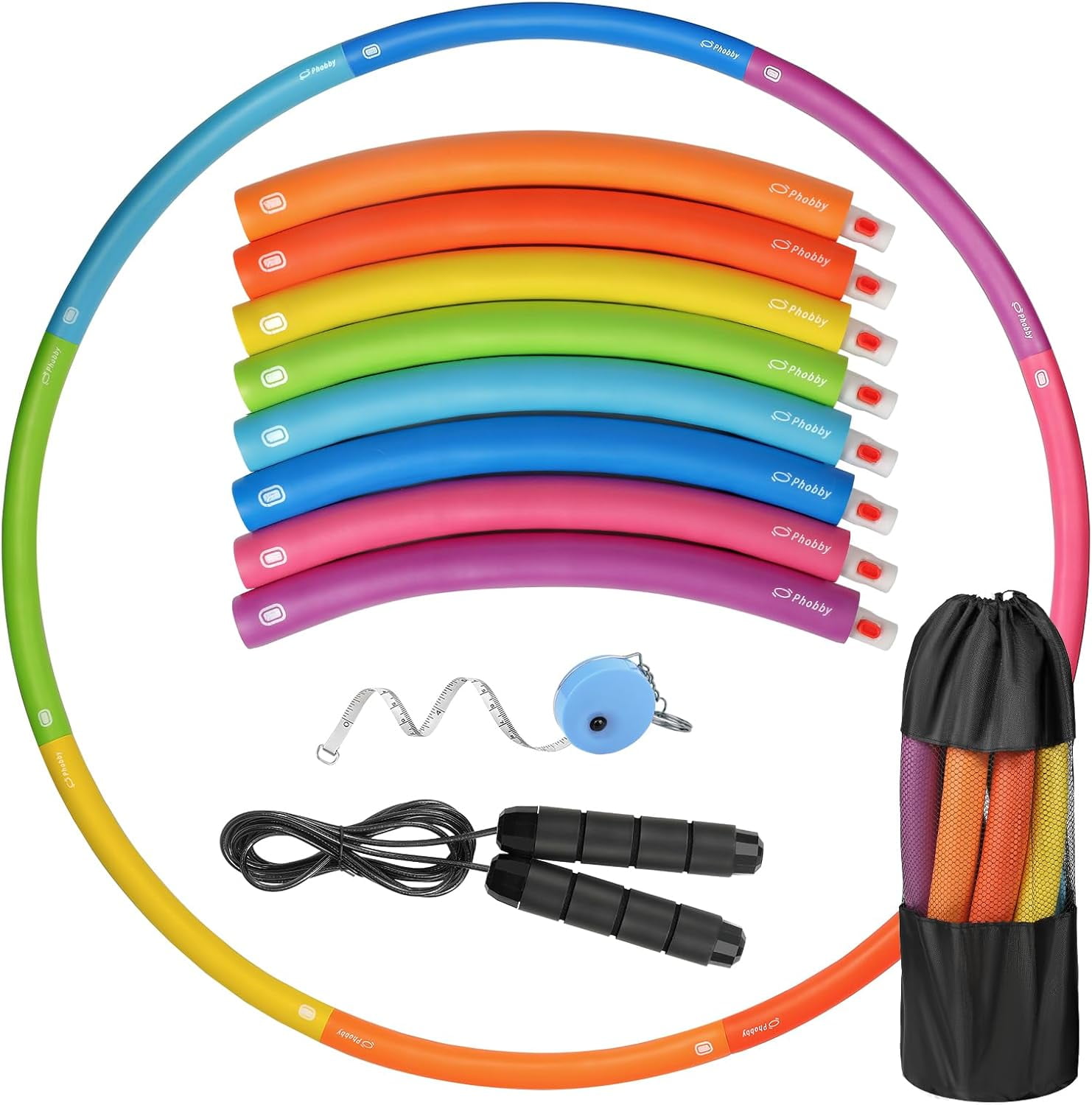Weighted Exercise Hoop for Adults, 2.2lbs Adjustable Fitness Hoop, 8 ...