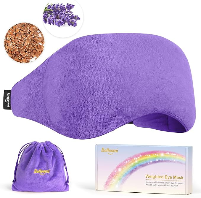 Weighted Eye Mask for Sleeping, Soft Heated Eye Mask, Moist Heat Warm ...