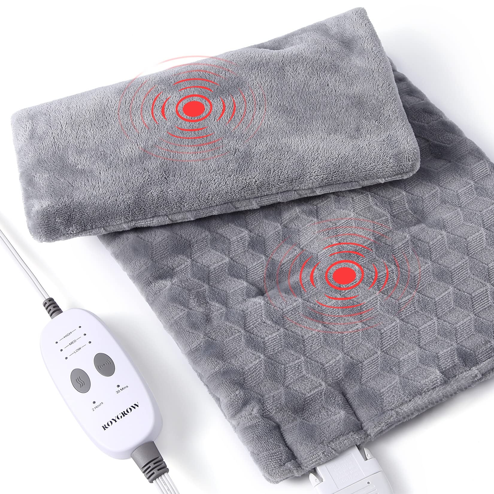 Weighted Heating Pad with Massager, 3 Heating Levels & 3 Massage Types ...