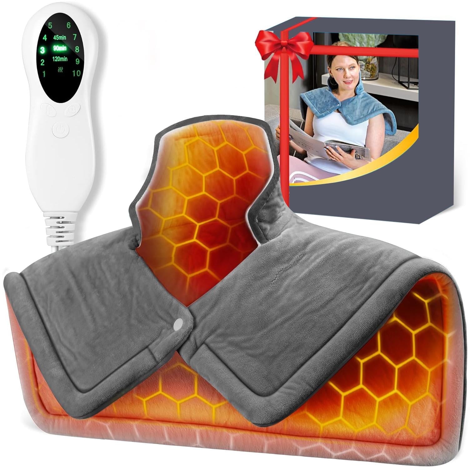 "Eotvia Weighted Heating Pad, Neck Shoulder Back, 10 Heat Levels, 3 ...