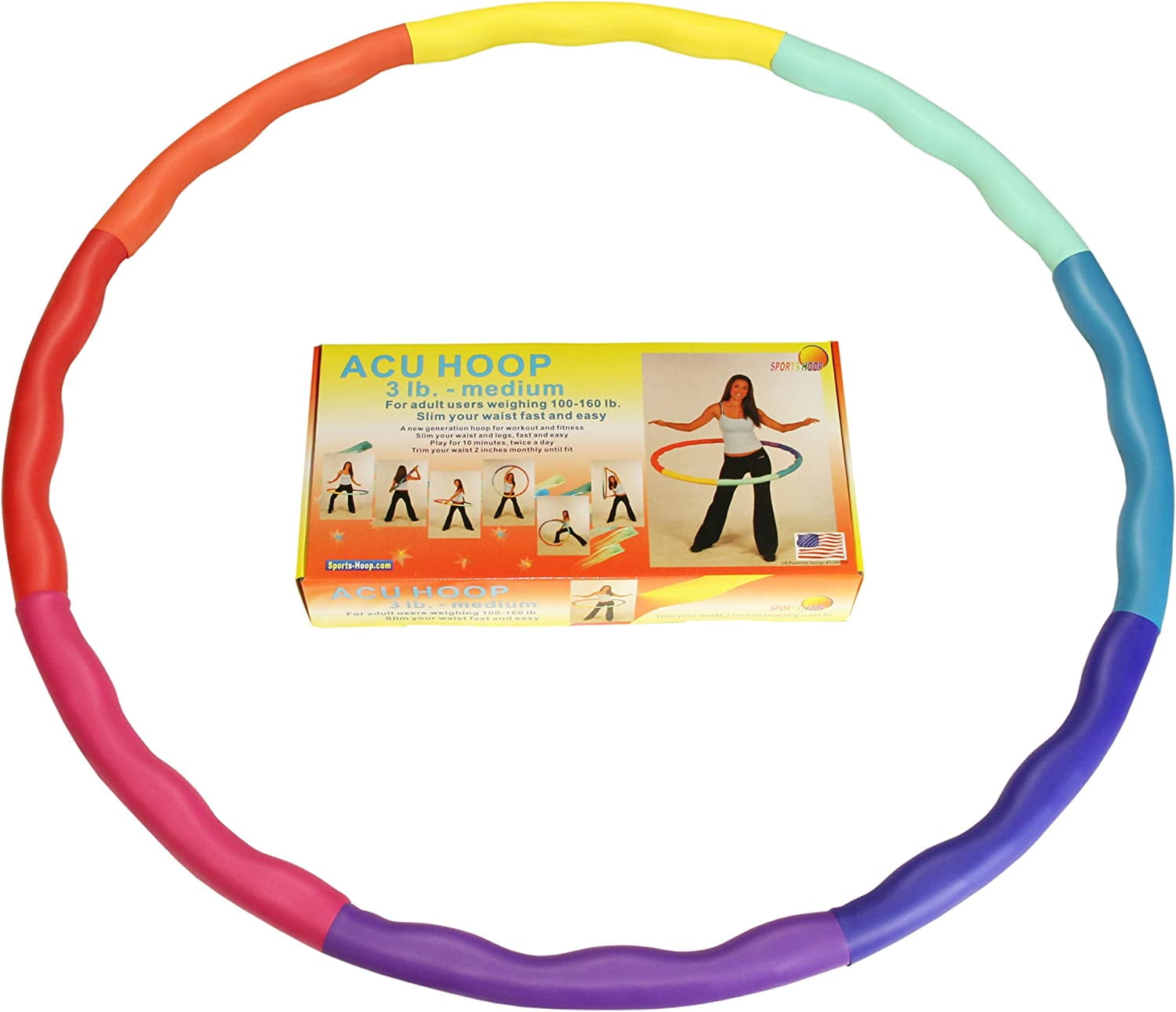 Weighted Hula Hoop, ACU Hoop - 3.2lb Medium, Weight Loss Fitness ...