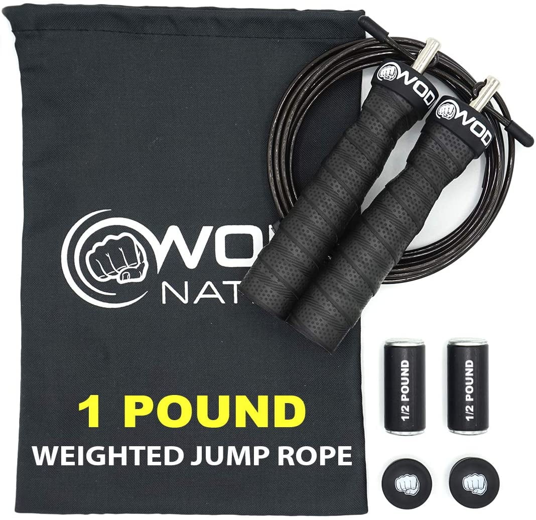 Weighted Jump Rope for Women & Men - 1 Pound (1LB) Adjustable Heavy ...