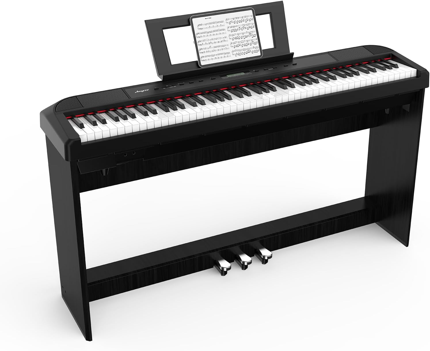 Weighted Keyboard Piano 88 Keys With Wooden Stand-Triple Pedals ...