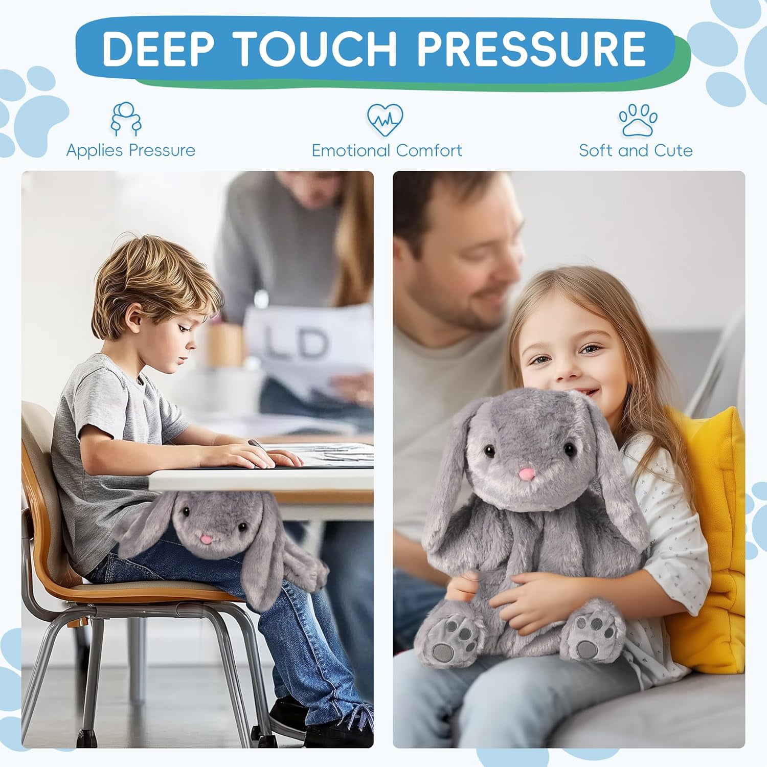 Weighted Lap Pad for Kids 22.83 x 19. in, Rabbit-Shaped Sensory Blanket ...