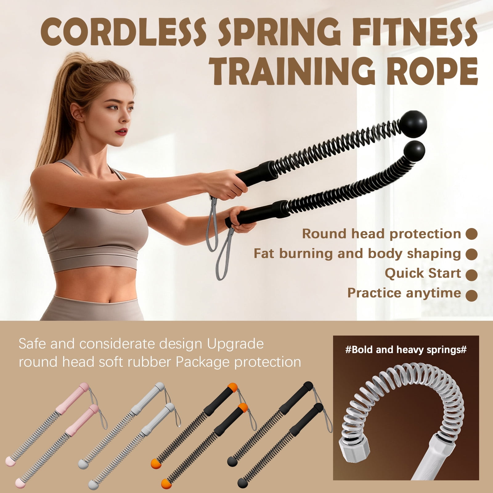 Weighted Ropeless Battle Ropes for Home Gym, Heavy Duty Arm Exerciser ...